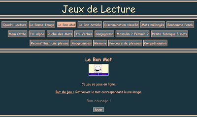 petits jeux en ligne pour travailler la lecture - CRI Auvergne